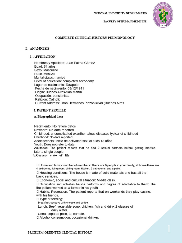 357648126 Clinical History of COPD Docx | PDF | Anatomical Terms Of ...