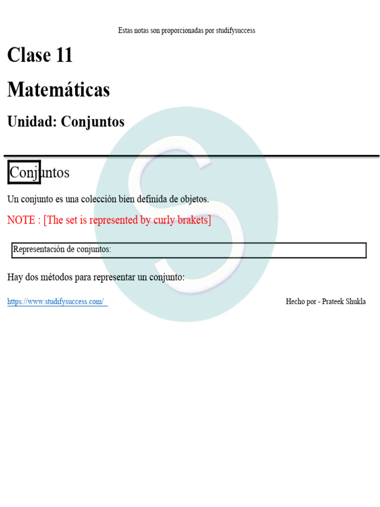 Clase 11 Matemáticas Cap - Conjuntos Notas | PDF | Conjunto ...