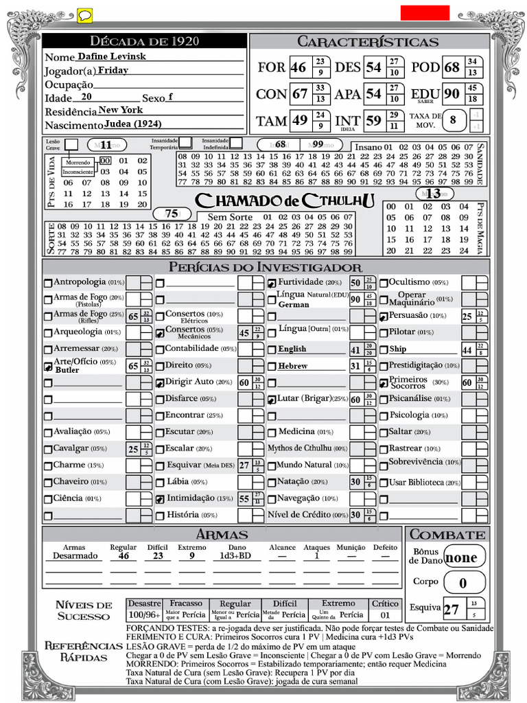 Editable Character Sheet for Call of Cthulhu | PDF