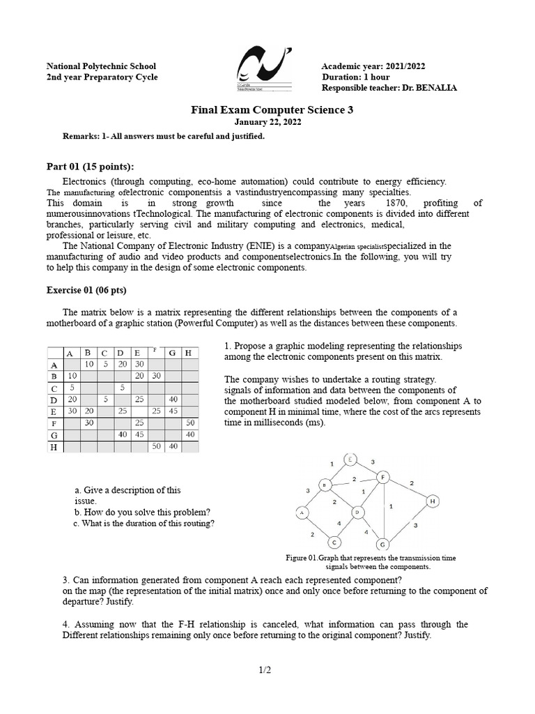 Final exam 2021-2022 Corrected | PDF | Routing | Theoretical Computer ...