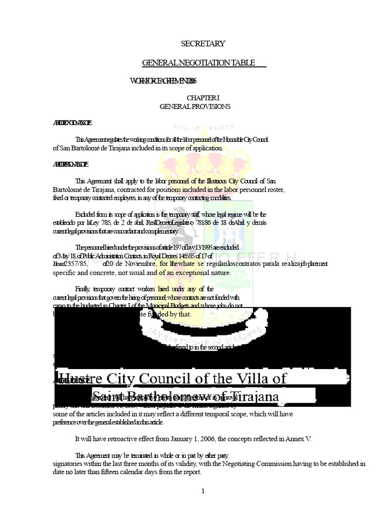 Collective Agreement for Labor Personnel of SBT City Council | PDF ...
