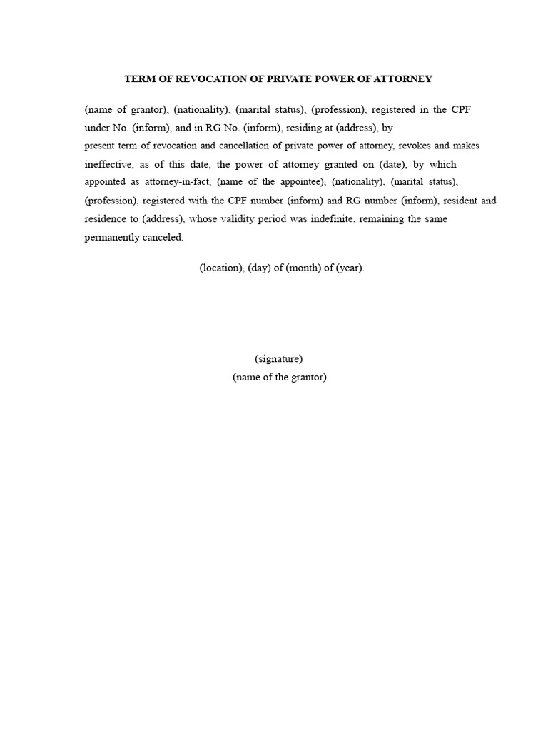Revocation of Private Power of Attorney | PDF