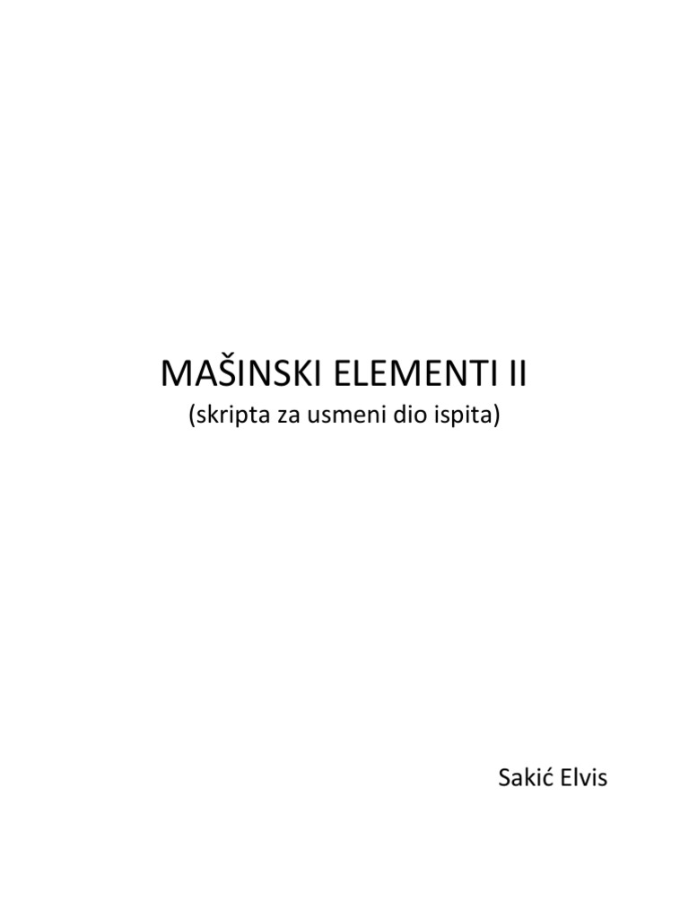 Masinski Elementi II (Skripta Za Usmeni) | PDF