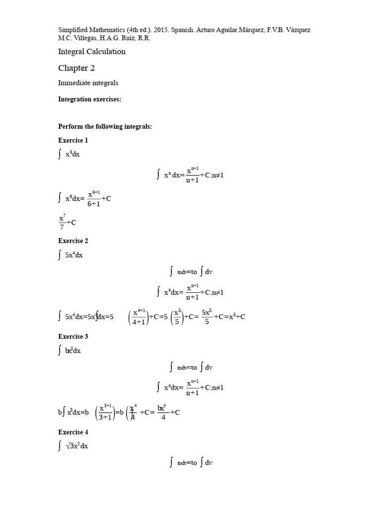 Integration_Chapter 2_Immediate_Integrals | PDF | Integral | Discrete ...