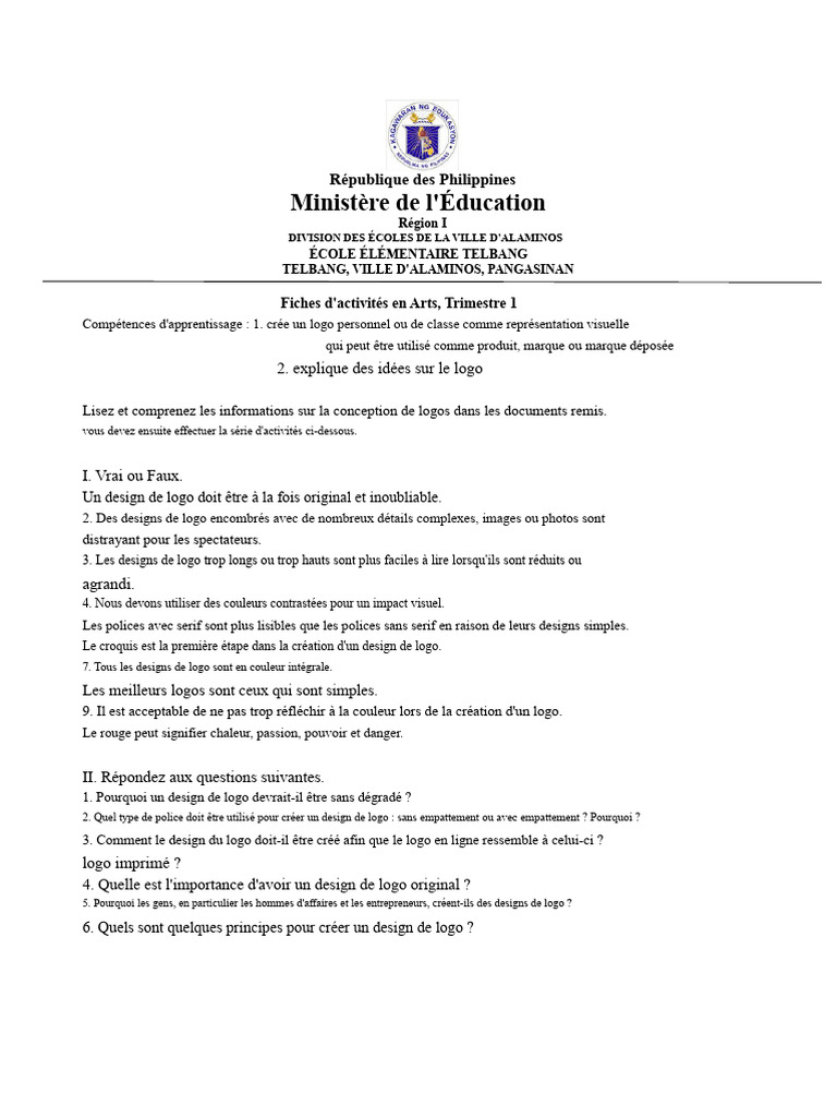 Activités de création de logo pour élèves | PDF | Logos