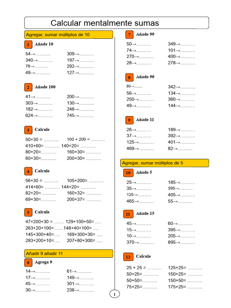 Cálculo Mental CE2 | PDF