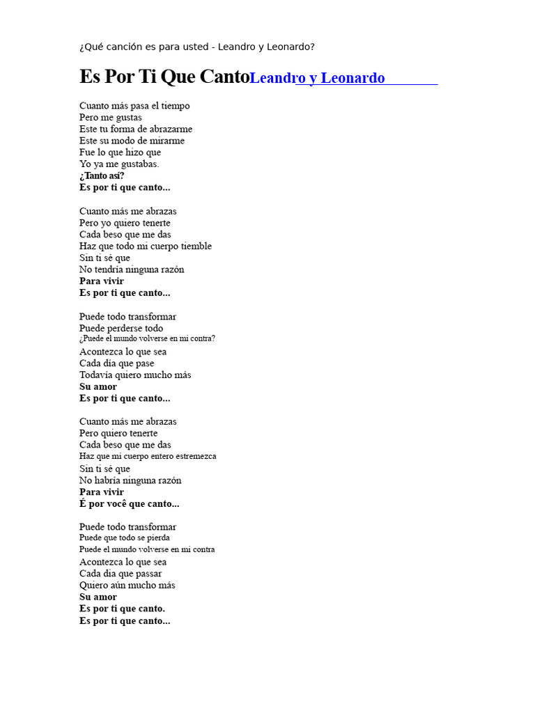 Y Por Ti Que Canto | PDF