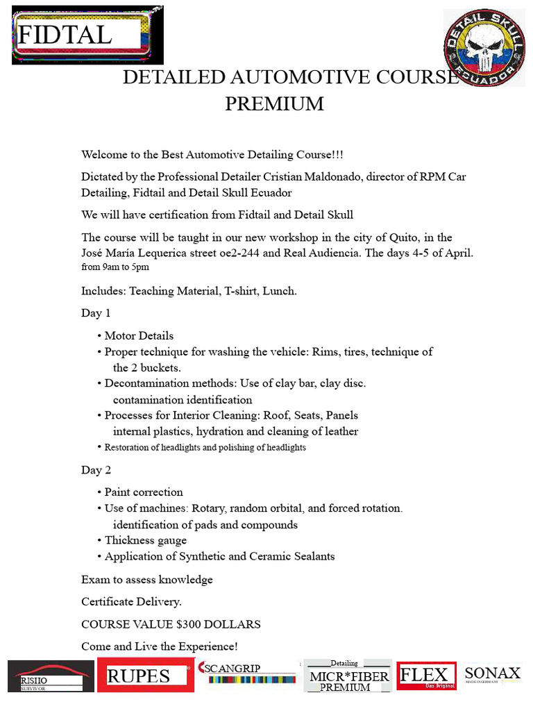 Premium Automotive Detailing Course | PDF