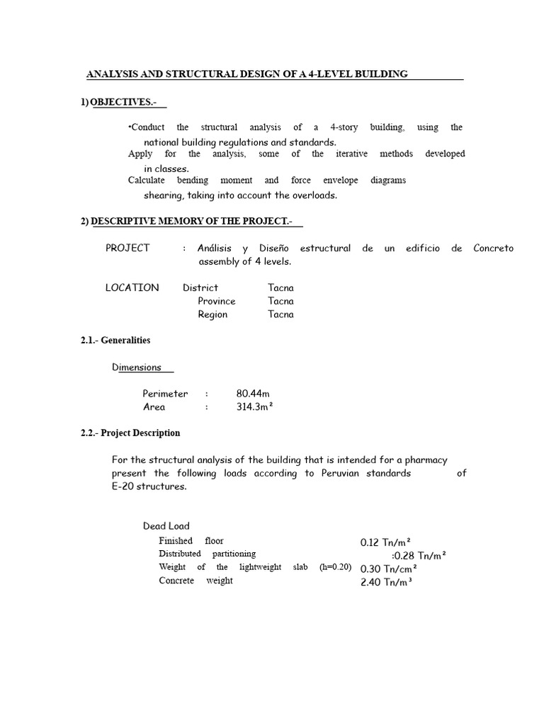 ANALYSIS AND STRUCTURAL DESIGN OF A 4-LEVEL BUILDING | PDF | Structural ...