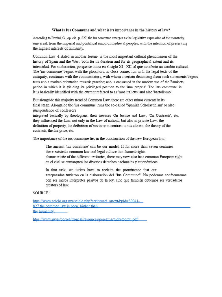 What is Ius Commune and What is Its Importance in the History of Law ...