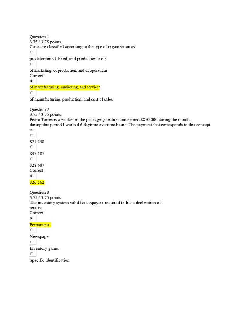 Partial 1 Costs by Orders and Processes Reviewed | PDF | Cost Of Goods ...