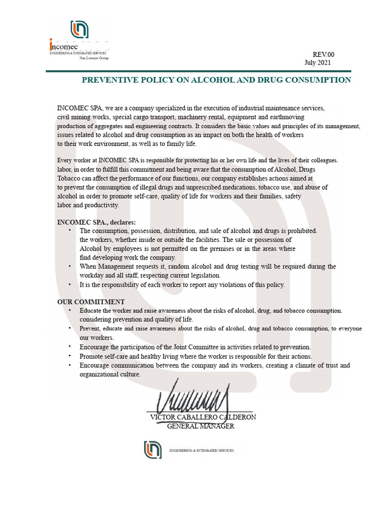 Alcohol and Drug Prevention Policy | PDF | Drugs | Recreational Drug Use