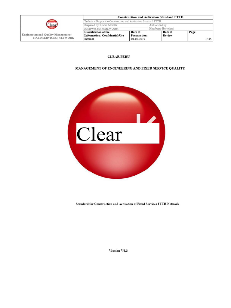 Standard Construction and Activation FTTH v6.3 | PDF | Fiber To The X ...