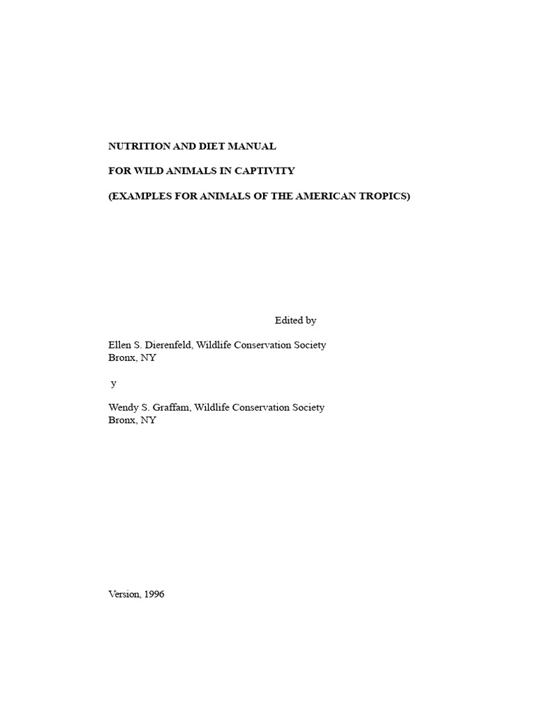 Nutrition and Diets Manual for Animals in Captivity.pdf | PDF | Foods ...