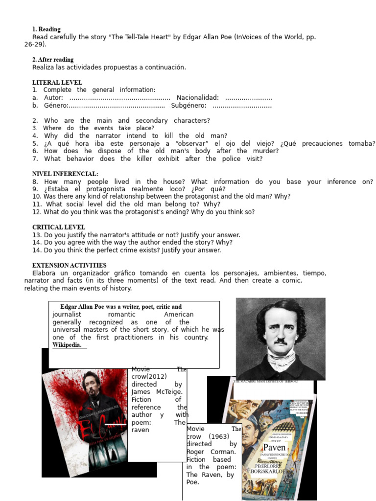 THE TELL-TALE HEART. Reading Comprehension | PDF | The Raven