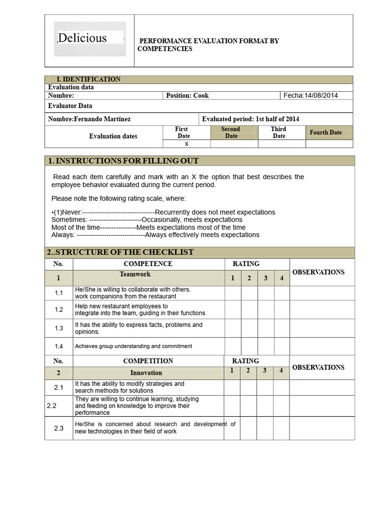 Performance Evaluation Format | PDF | Performance Appraisal | Evaluation