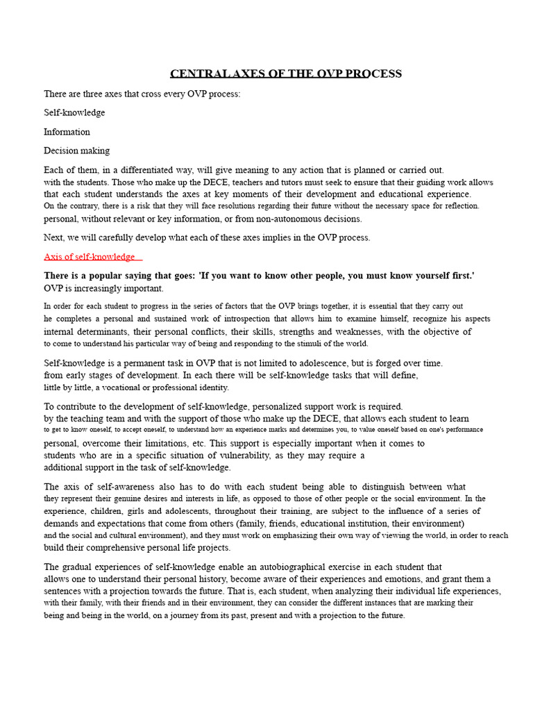 Central Axes of The Ovp Process | PDF | Decision Making | Information