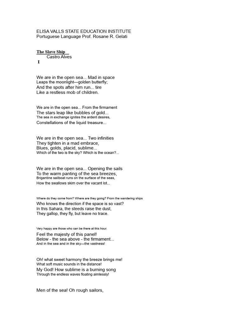 Poem Slave Ship | PDF | Sea