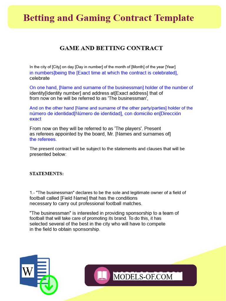 Game and Bet Contract Model | PDF | Private Law
