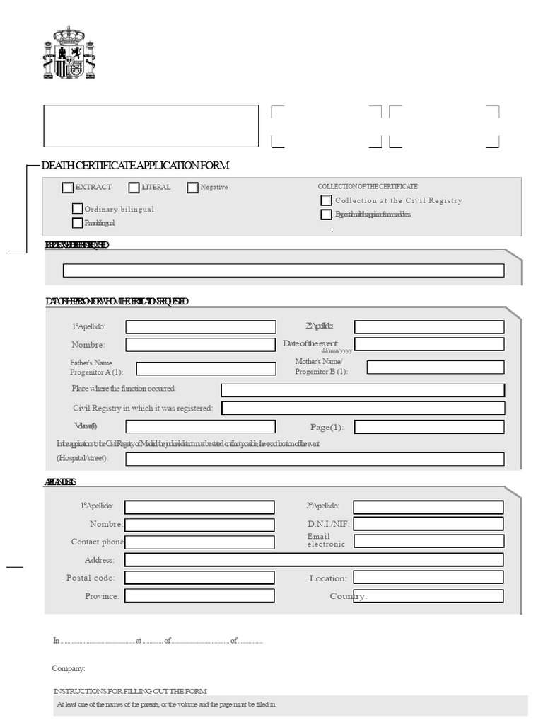Model Application For Death Certificate | PDF | Privacy