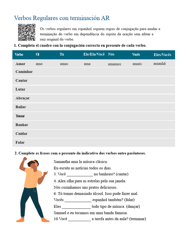 Conjugação de Verbos Regulares AR | PDF