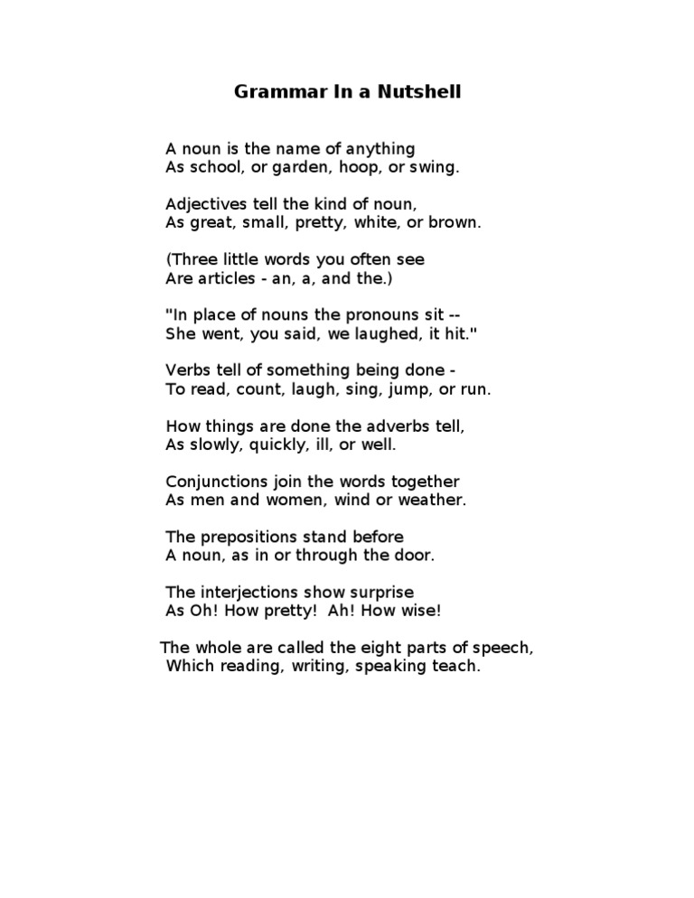 Grammar Poem | PDF