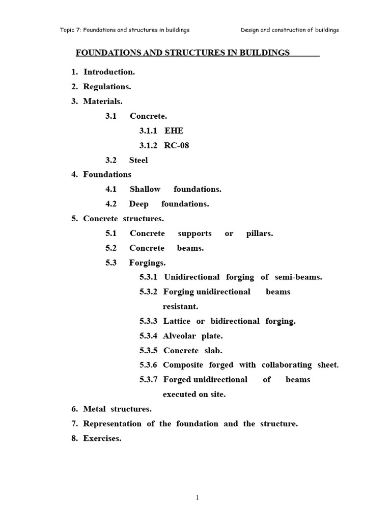 Topic 7 Foundations and Structures | PDF | Cement | Concrete