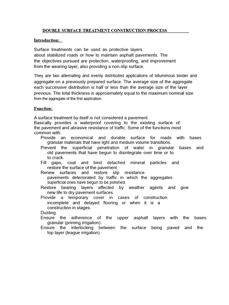 Double Surface Treatment Process Guide | PDF | Road Surface ...