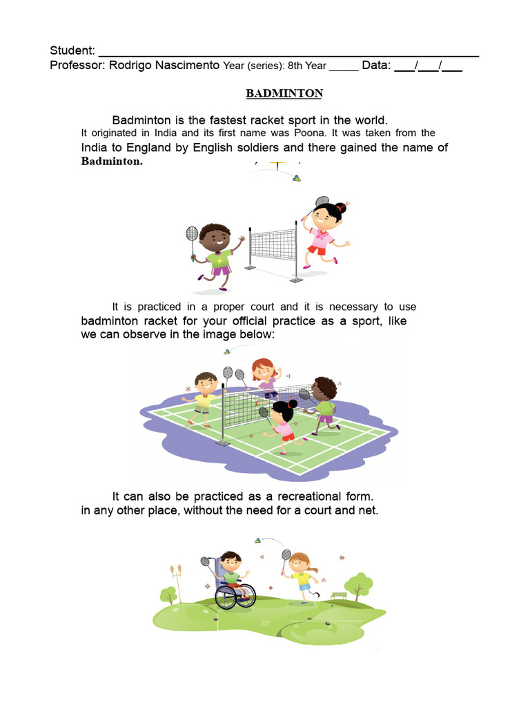 Badminton: History and Learning Activity | PDF