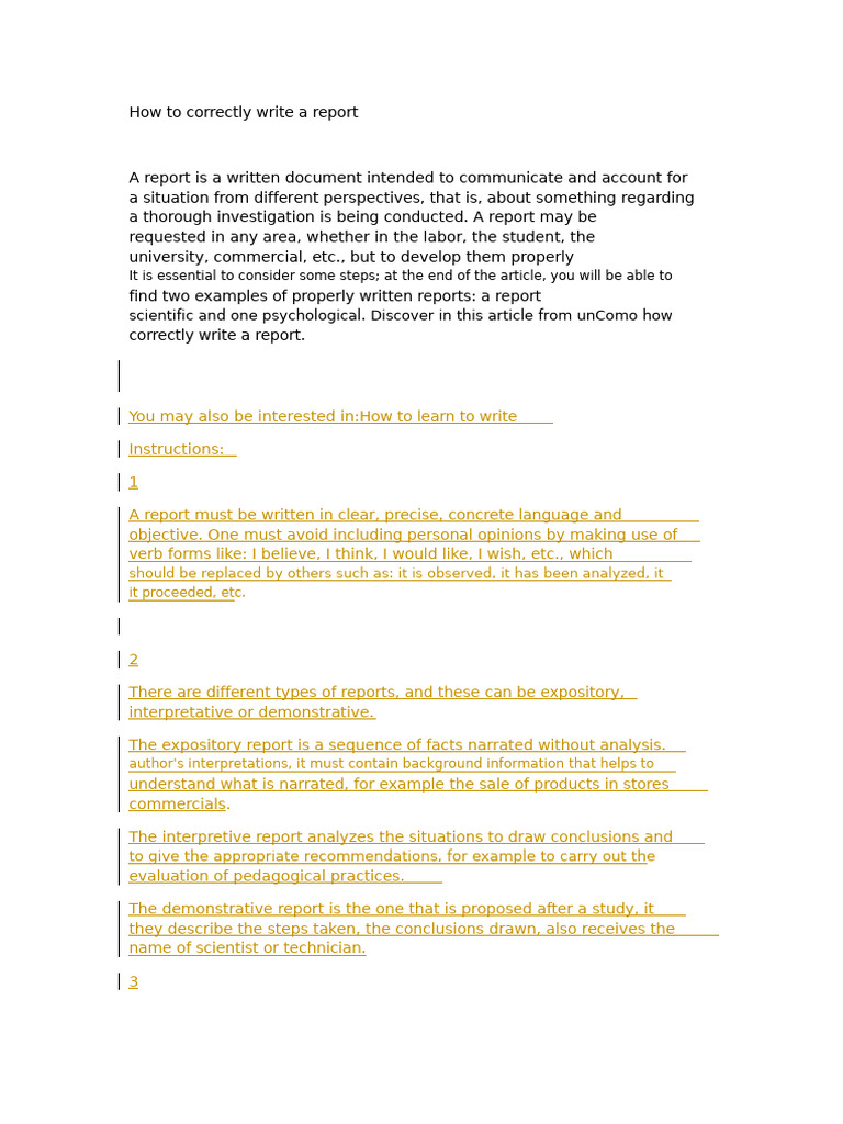 How to Correctly Write a Report | PDF | Evaluation | Methodology