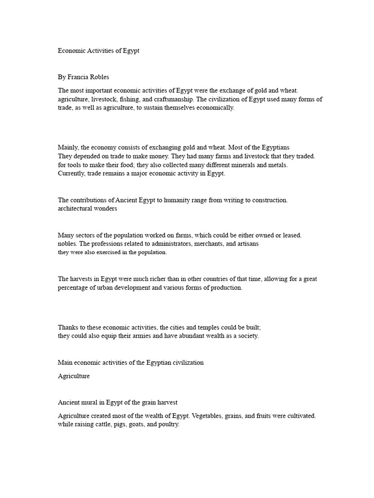 Key Economic Activities of Ancient Egypt | PDF | Ancient Egypt ...