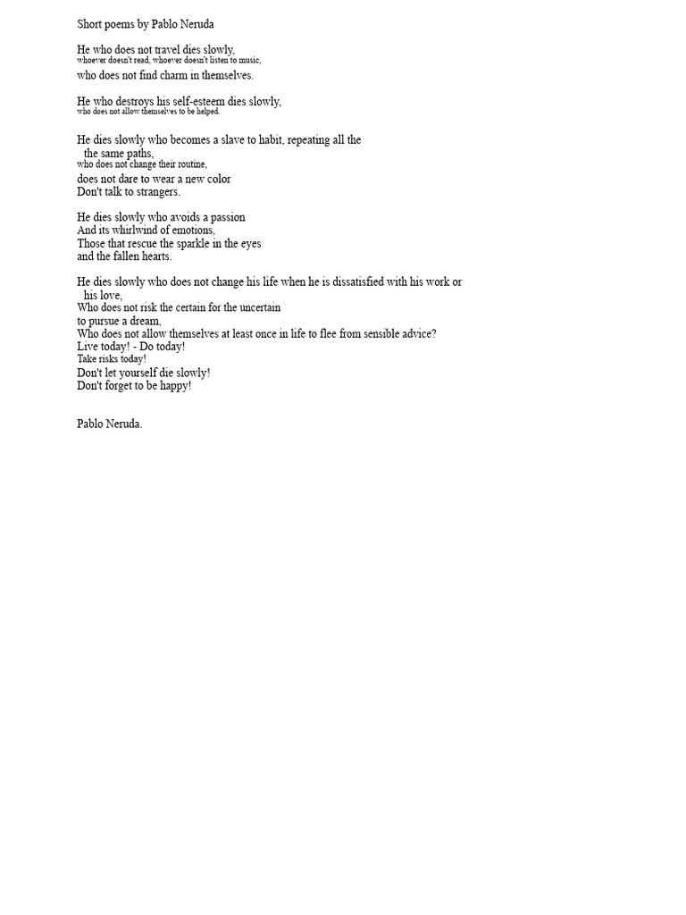 Short Poems by Pablo Neruda | PDF