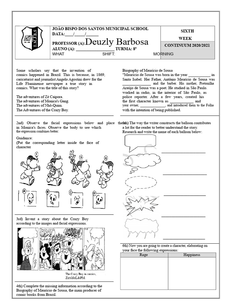 Activity 06 of 8th grade - Art | PDF | Comics | Cartooning