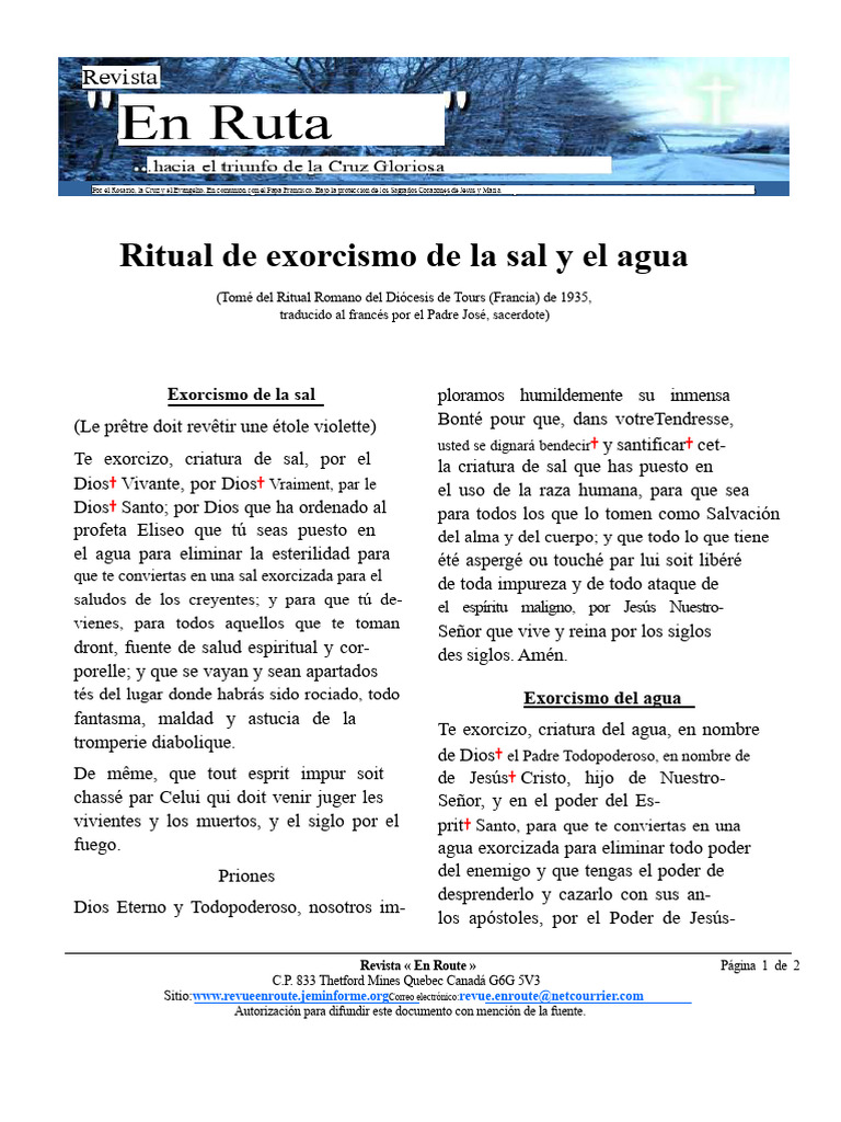 Ritual de Exorcismo de La Sal y Del Agua | PDF | Exorcismo | Espiritualidad
