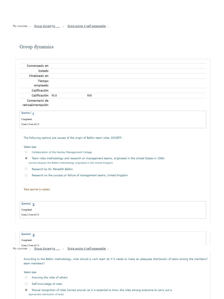Extra points 4 self-assessable_ Review of the perfect group dynamics attempt | PDF