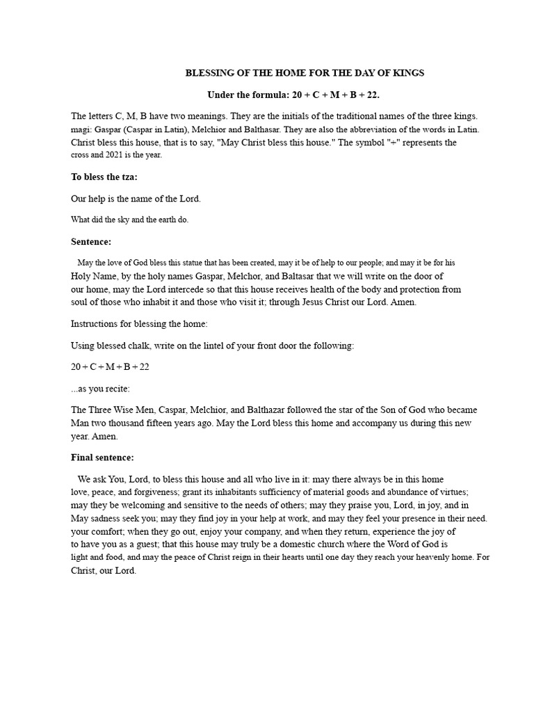 Home Blessing for the Day of the Kings | PDF