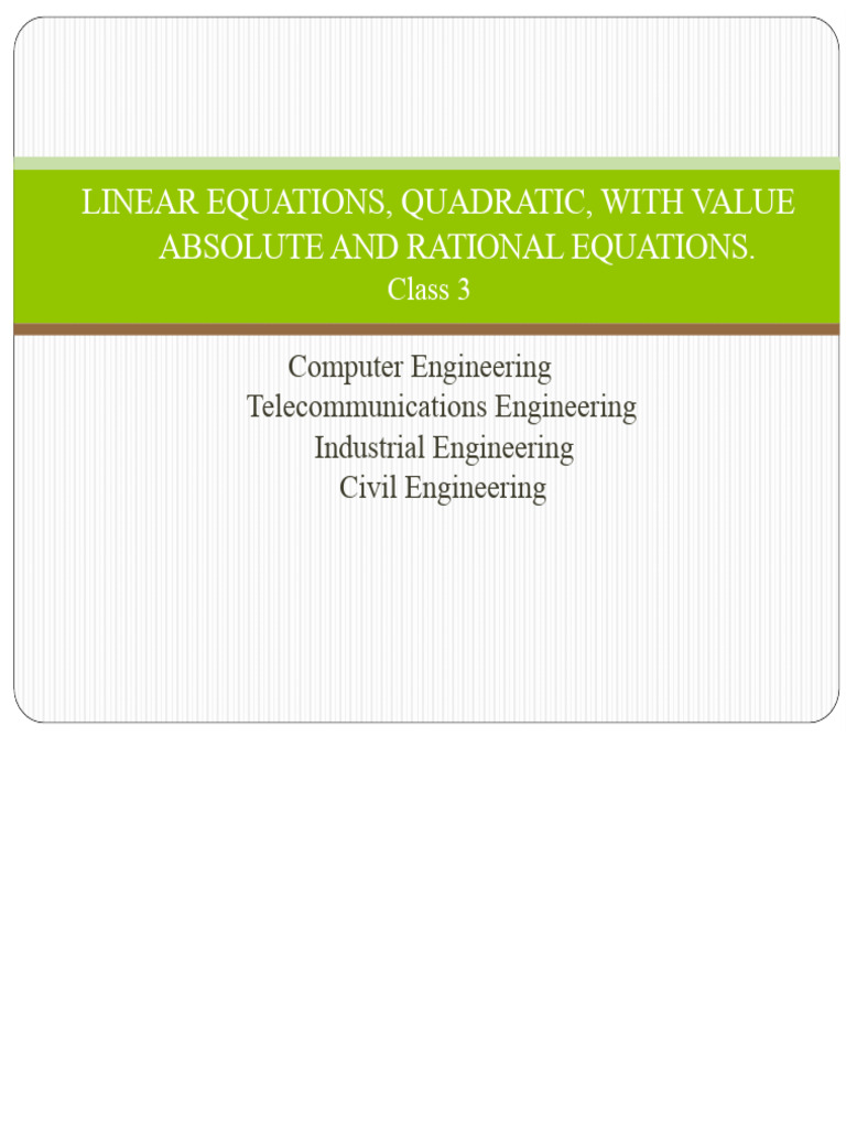 Linear and Quadratic Equations Guide | PDF | Equations | Quadratic Equation