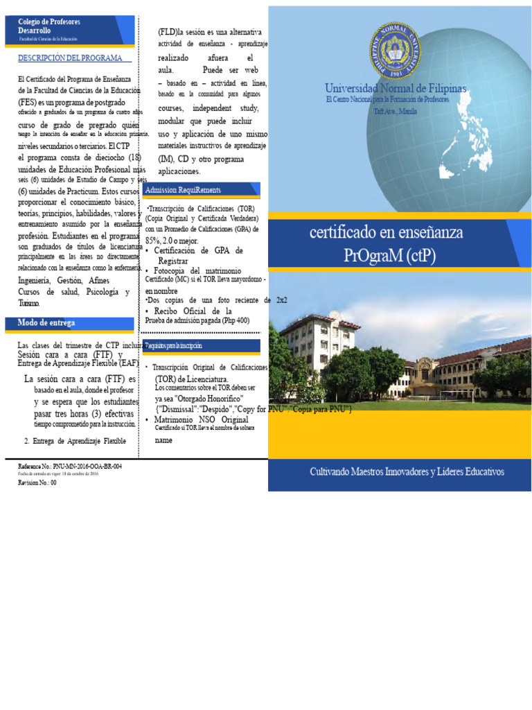 Programa de Postgrado en Educación PNU | PDF | Enseñando | Plan de estudios