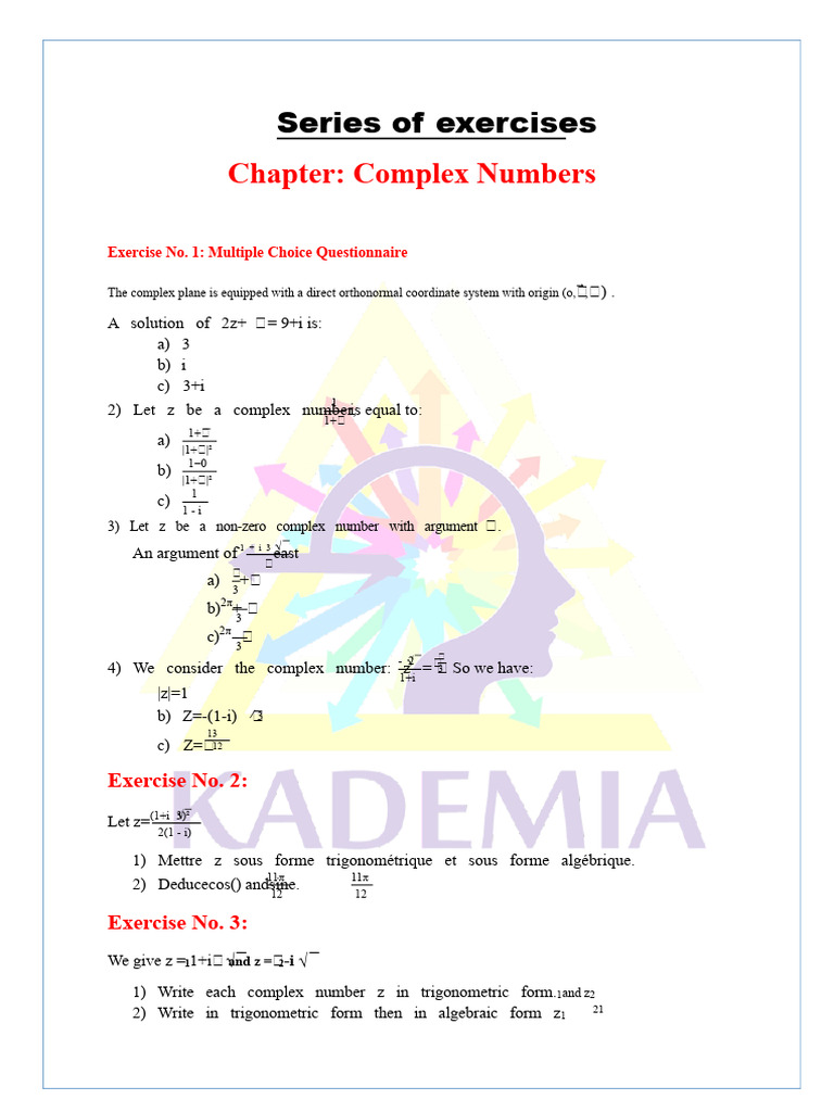 Series of solved exercises on complex numbers | PDF | Complex Number ...
