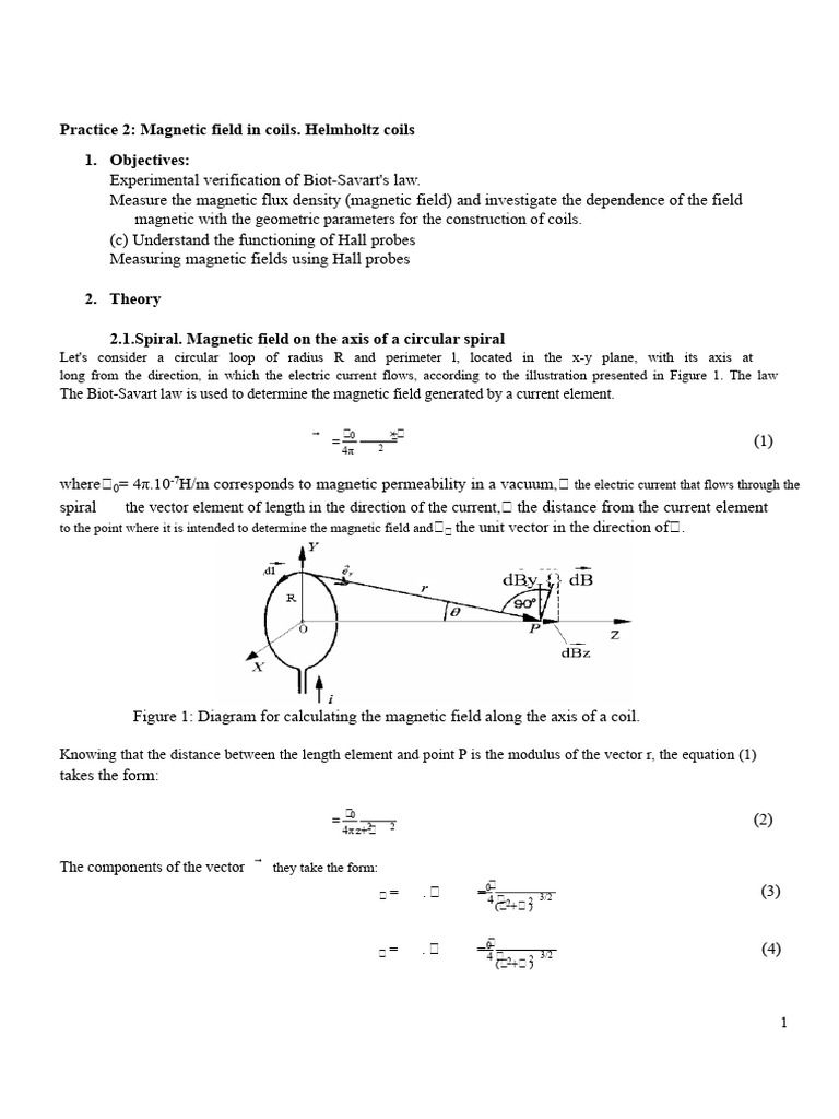 Magnetic Field Measurement in Helmholtz Coils | PDF | Magnetic Field ...