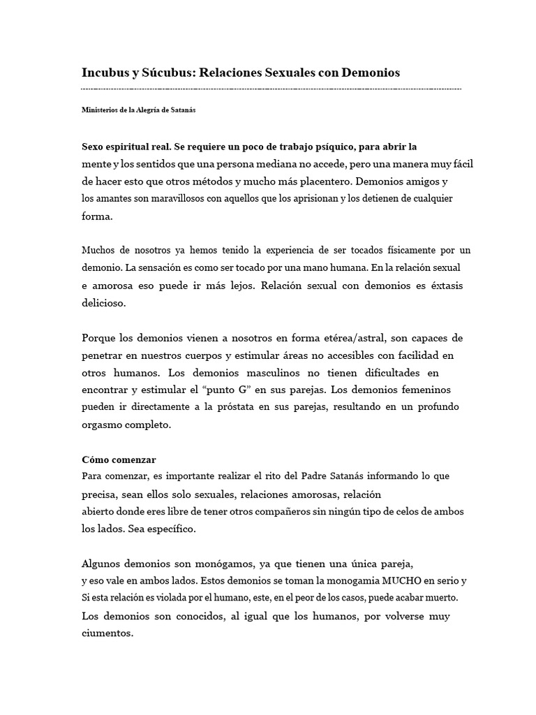 Sexo Espiritual: Relación con Demonios | PDF | Demonios