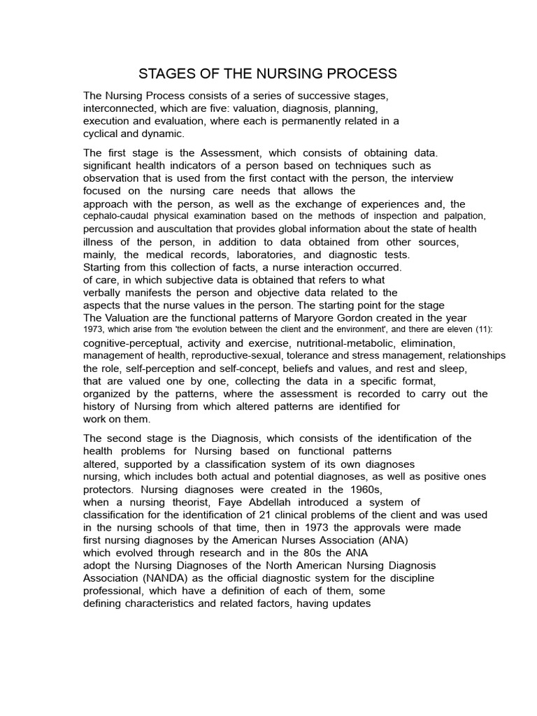 Nursing Process Stages Explained | PDF | Medical Diagnosis | Nursing