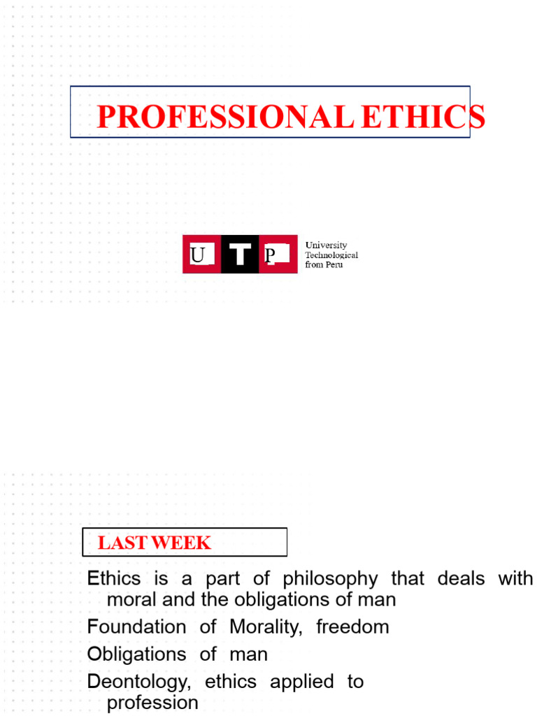 UTP PROFESSIONAL ETHICS Week 3 | PDF