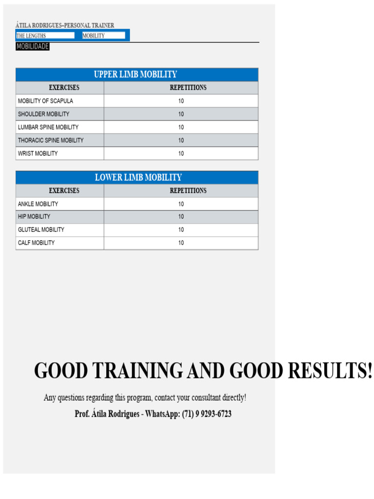 Upper & Lower Limb Mobility Exercises | PDF