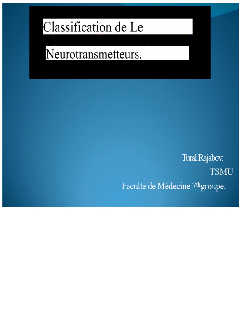 Neurotransmetteurs : Types et Synthèse | PDF | Acétylcholine | Synapse
