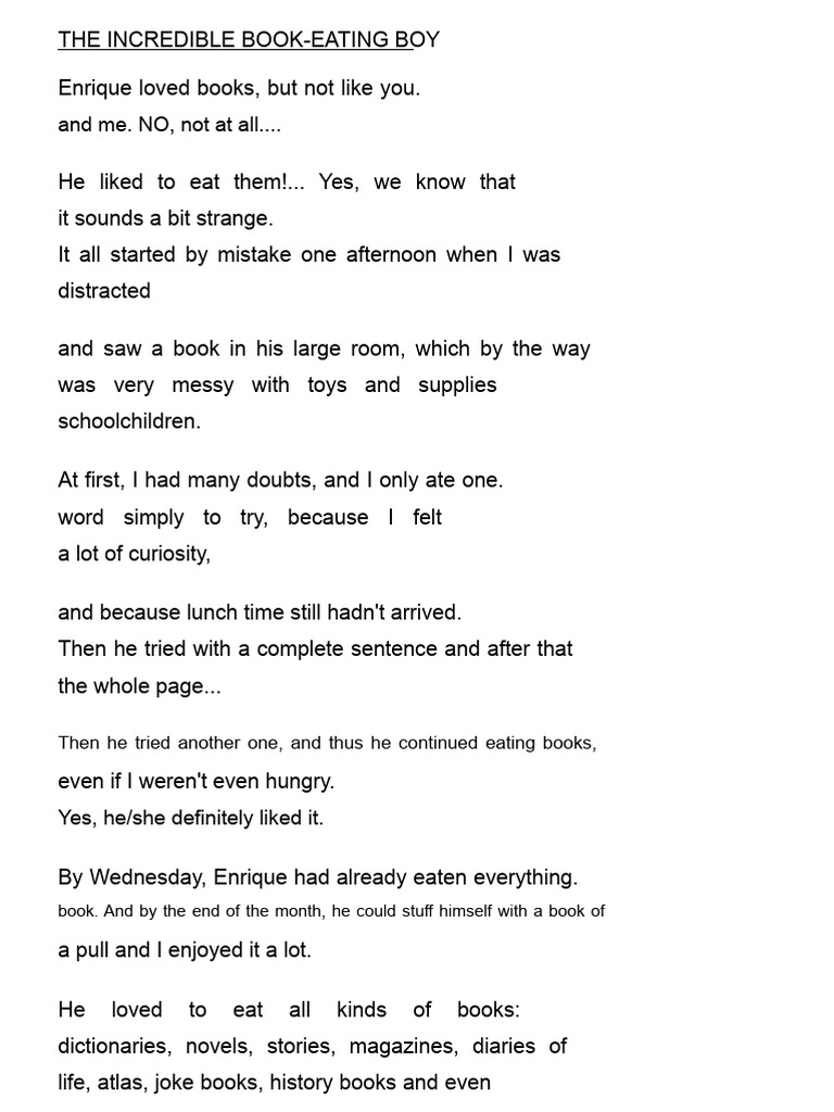 The Book-Eating Boy's Transformation | PDF