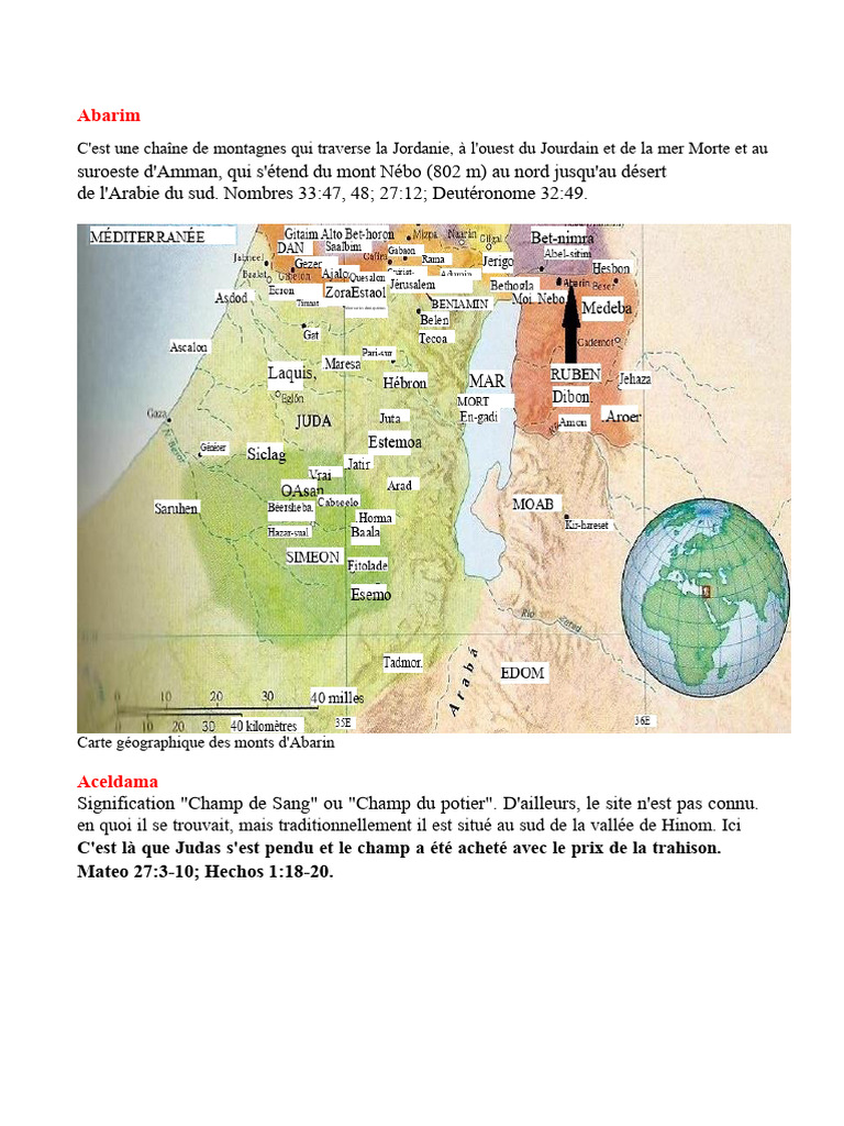 Monts d'Abarim et Aceldama en Jordanie | PDF