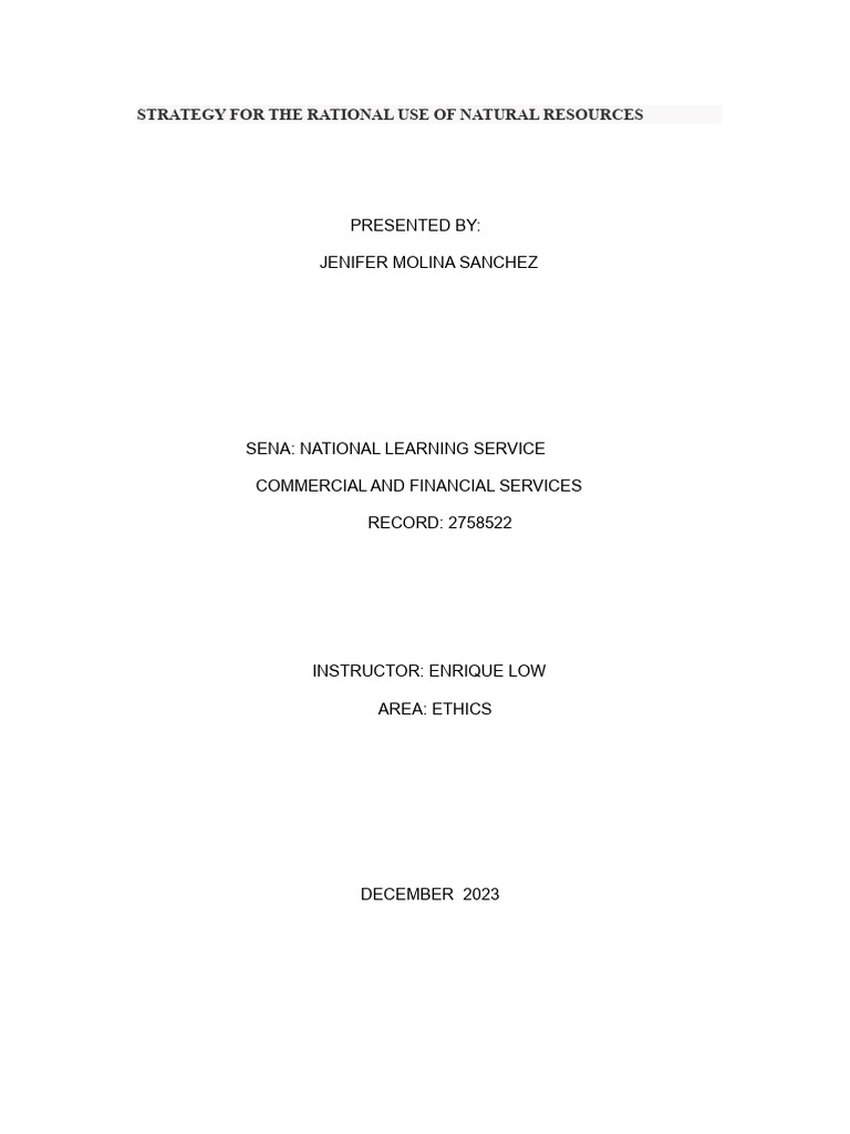 Strategy For The Rational Use of Natural Resources | PDF ...