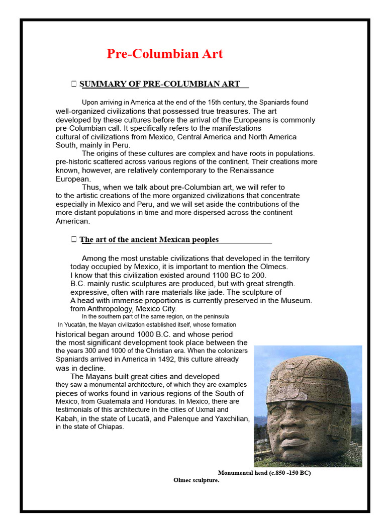 Pre-Columbian Art | PDF | Pre Columbian Era | Maya Civilization