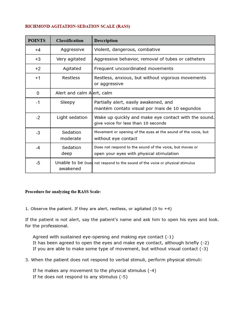 Richmond Agitation-Sedation Scale Guide | PDF